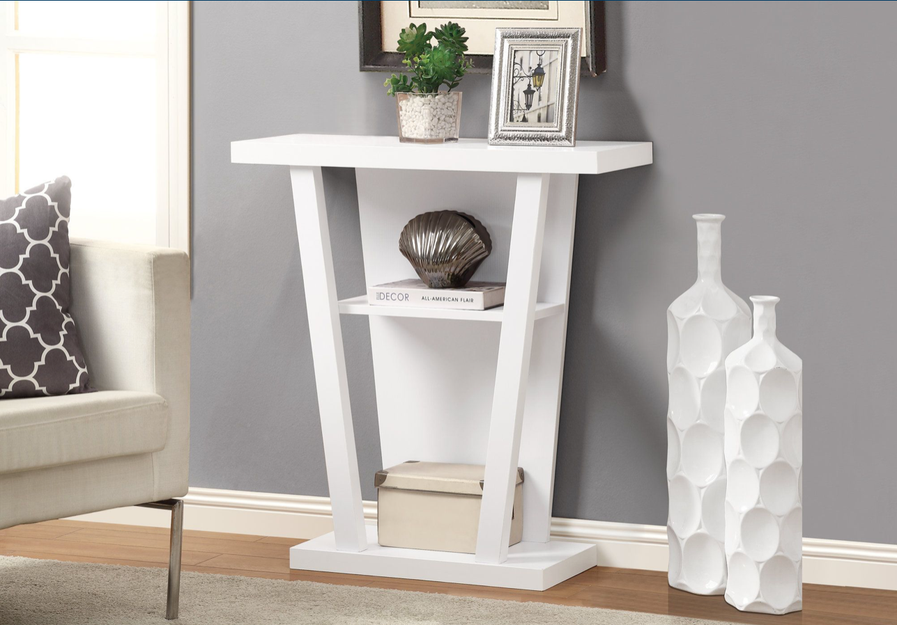 TABLE D'APPOINT - 32"L / CONSOLE D'ENTREE BLANCHE SKU# I 2560 – MEUBLESCASA